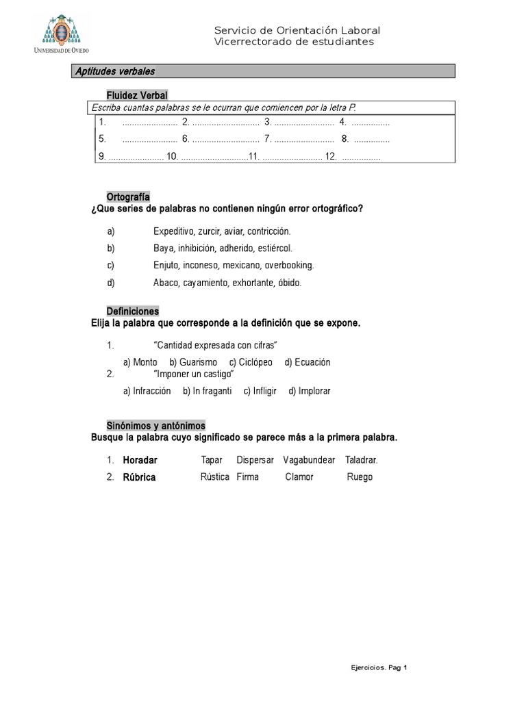 Ejemplo Test Fluidez Verbal | Deportes | Ocio