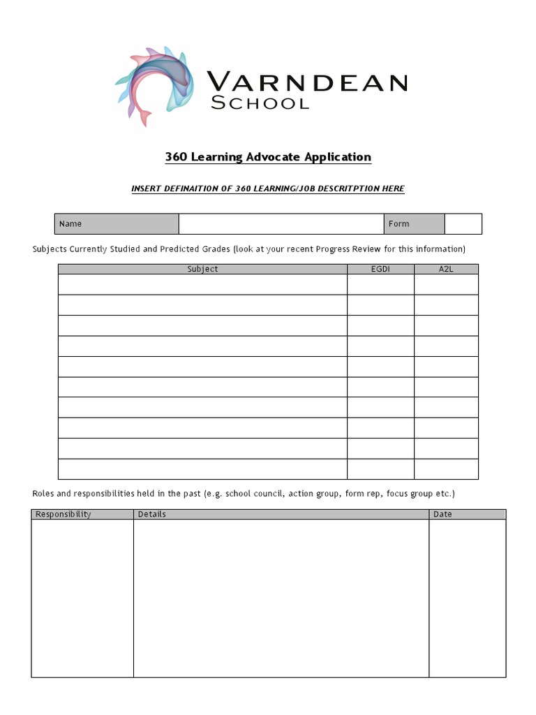 360 Learning Advocate Application | PDF | Career & Growth