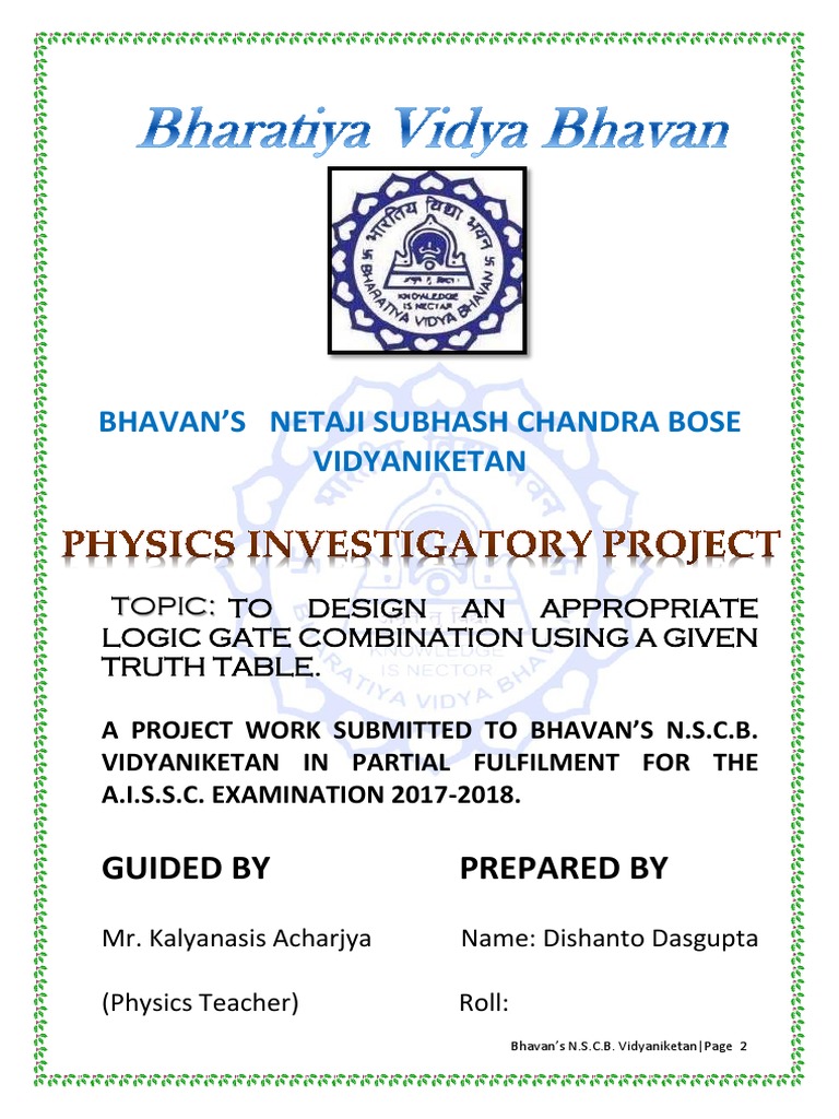 physics project on logic gates for class 12