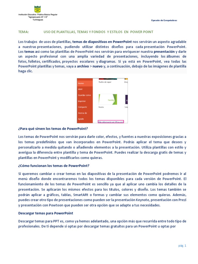 Trabajar Con Temas de Diapositivas en Power Point | PDF | Microsoft ...