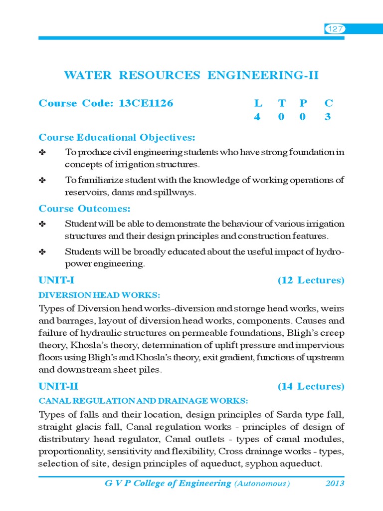 Water Resources Engineering Course Overview | PDF | Dam | Reservoir