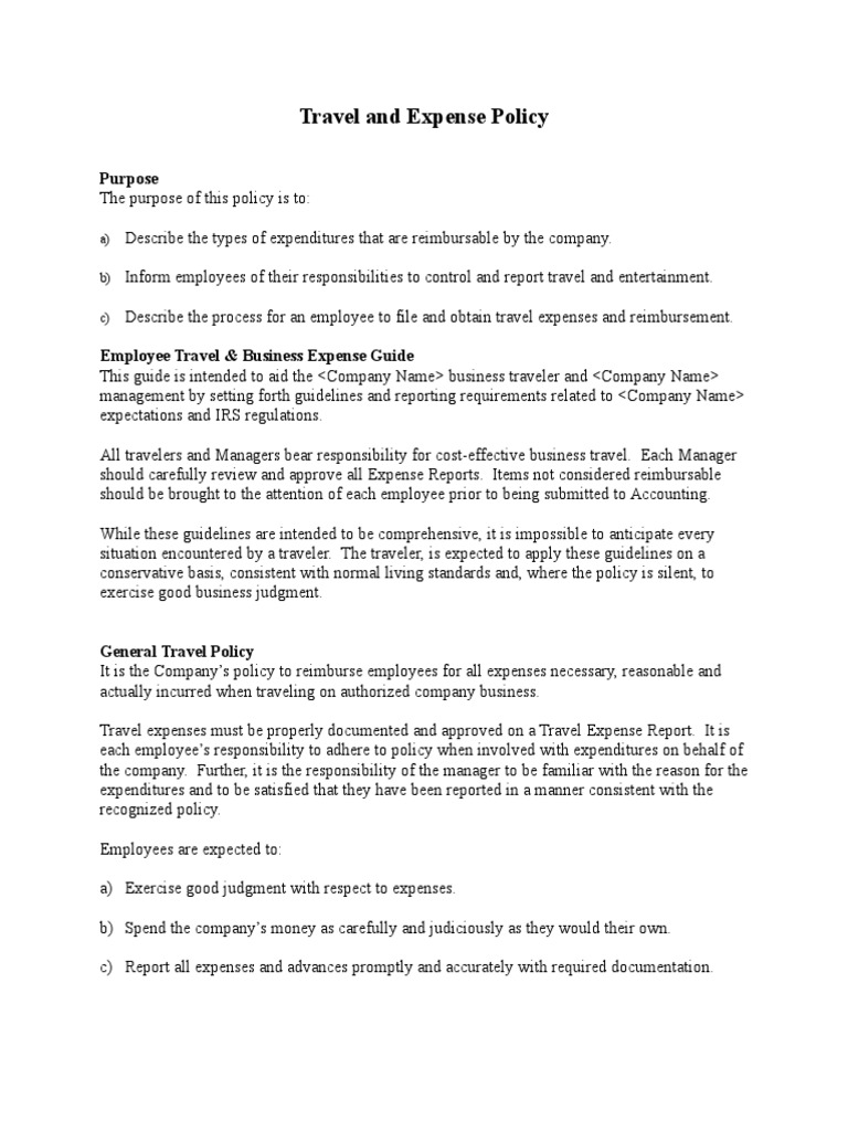Travel & Expense Policy Guide | PDF | Gratuity | Expense