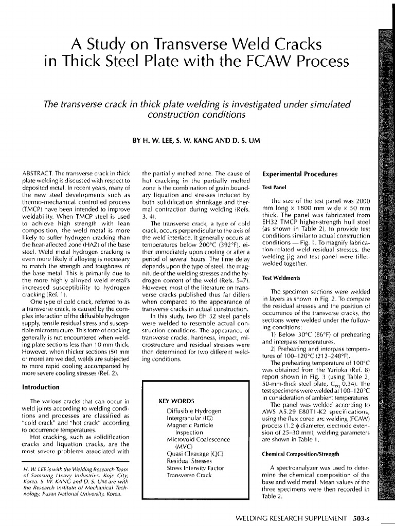 A Study On Transverse Weld Cracks PDF | PDF | Welding | Construction