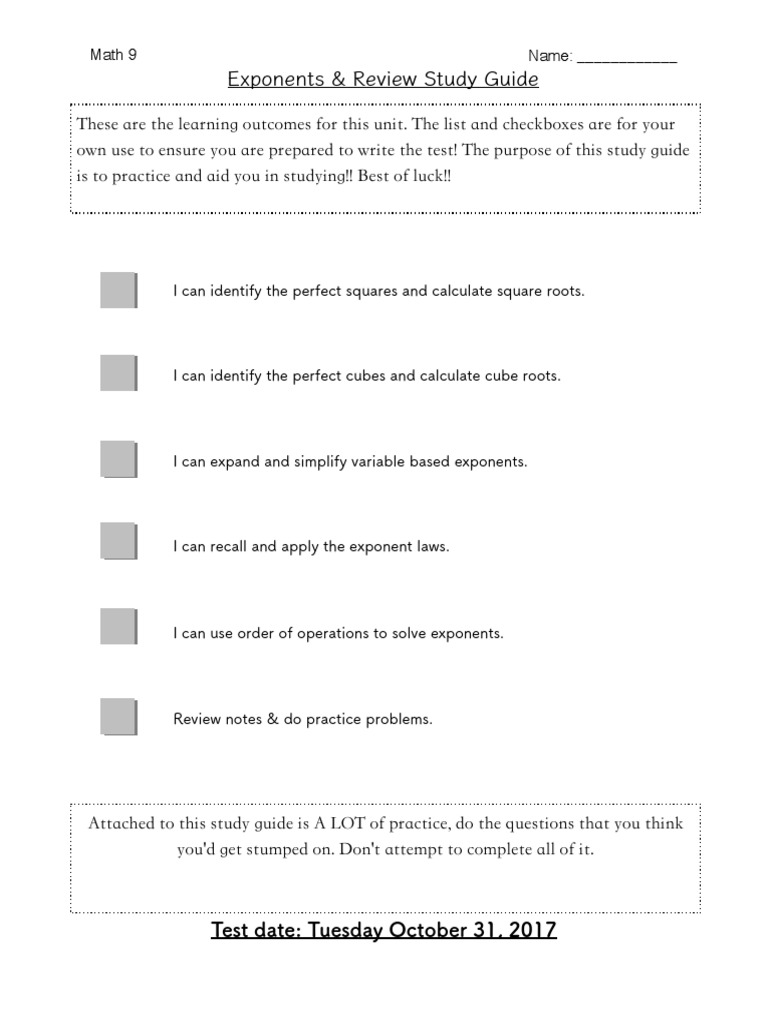Exponents Study Guide | Download Free PDF | Algebra | Numbers