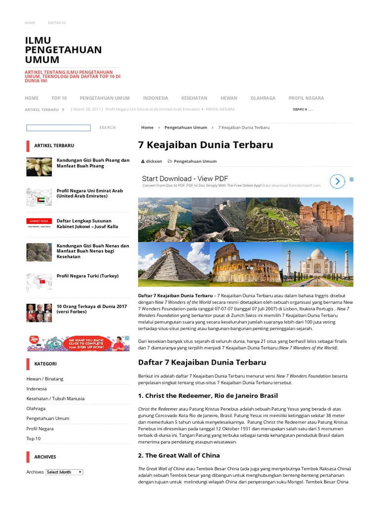 7 Keajaiban Dunia Terbaru | PDF