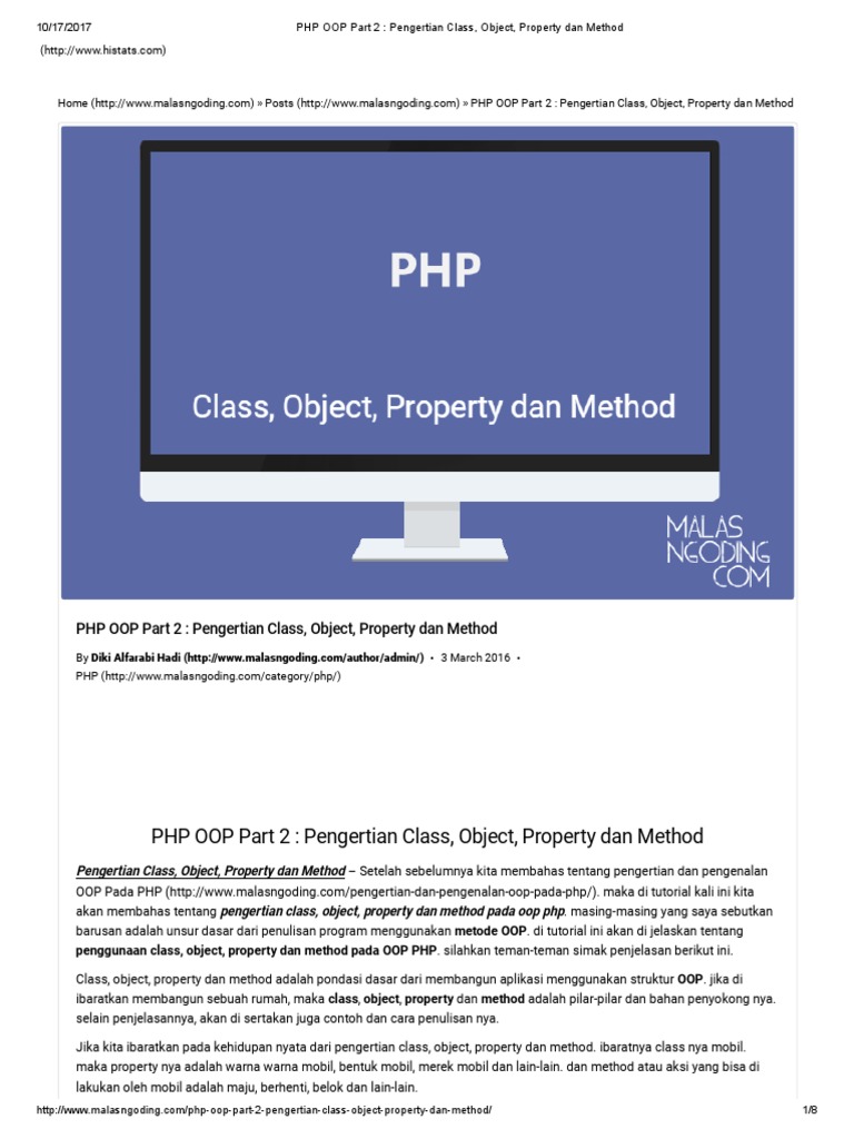 OOP PHP: Class, Object, Property, Method | PDF