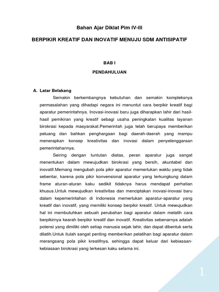 BA PIM IV - Berpikir Kreatif Dan Inovatif | PDF