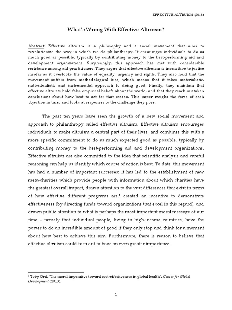 What's Wrong With Effective Altruism? | PDF | Altruism | Public Sphere