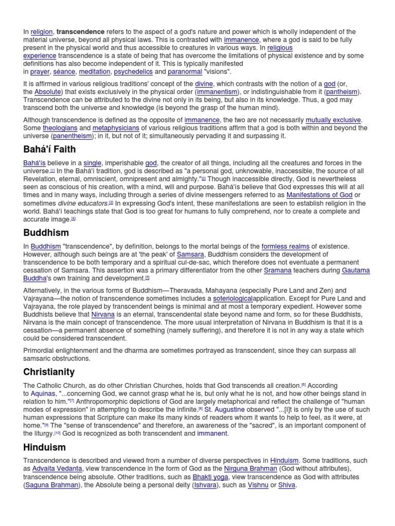Tracendensce | PDF | Transcendence (Religion) | God In Islam