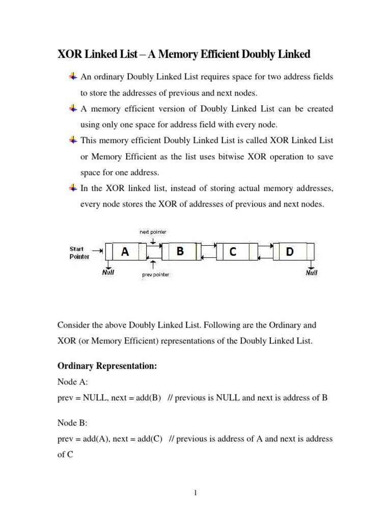 Memory Efficient Doubly Linked List Pdf Software Engineering Computer Data