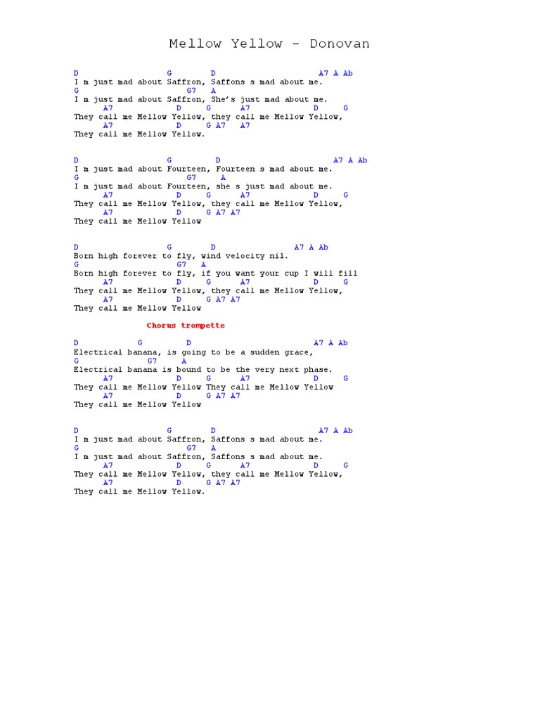Mellow Yellow Lyrics and Chords | PDF