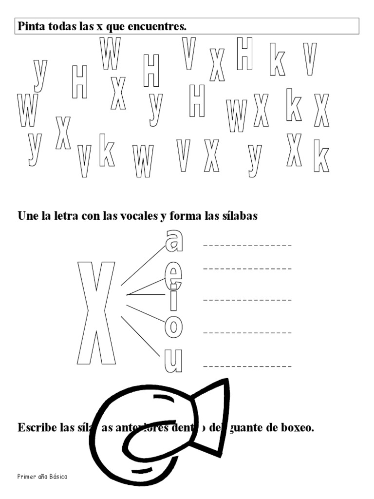 Actividades Con La Letra X Para Niños En Edad Preescolar Ficha Para