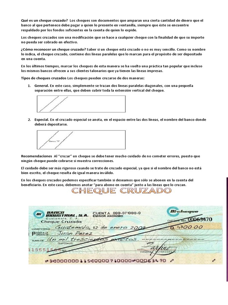 Qué Es Un Cheque Cruzado | PDF | Cheque | Bancos