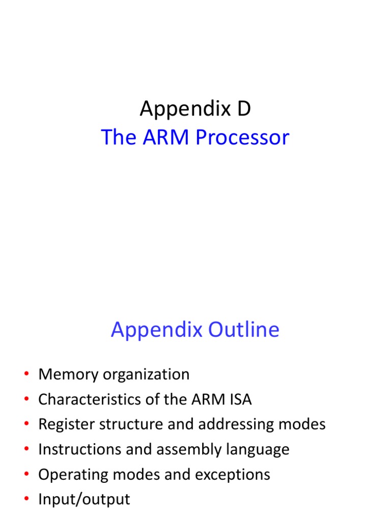 AppendixD Assembly Arm | PDF | Arm Architecture | Central Processing Unit