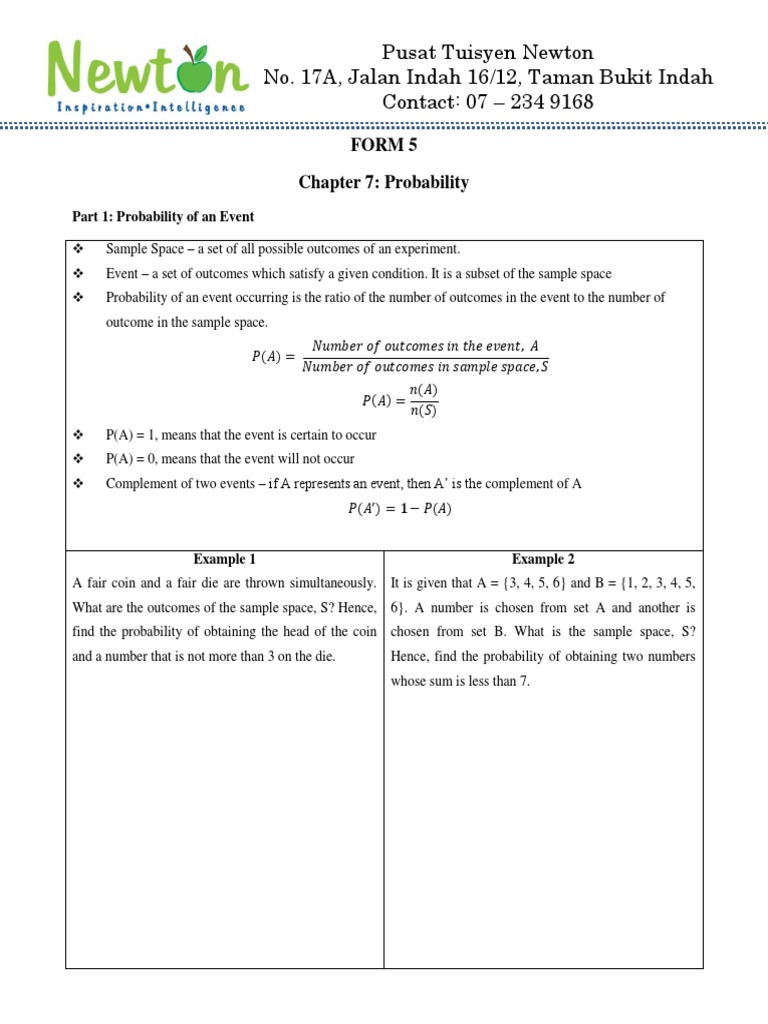 Form 5 Probability | Download Free PDF | Probability | Odds