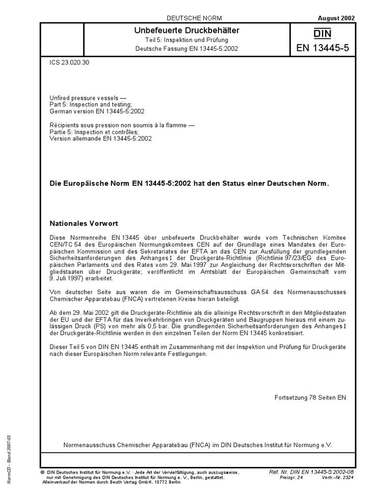 Din en 13445-5 | PDF