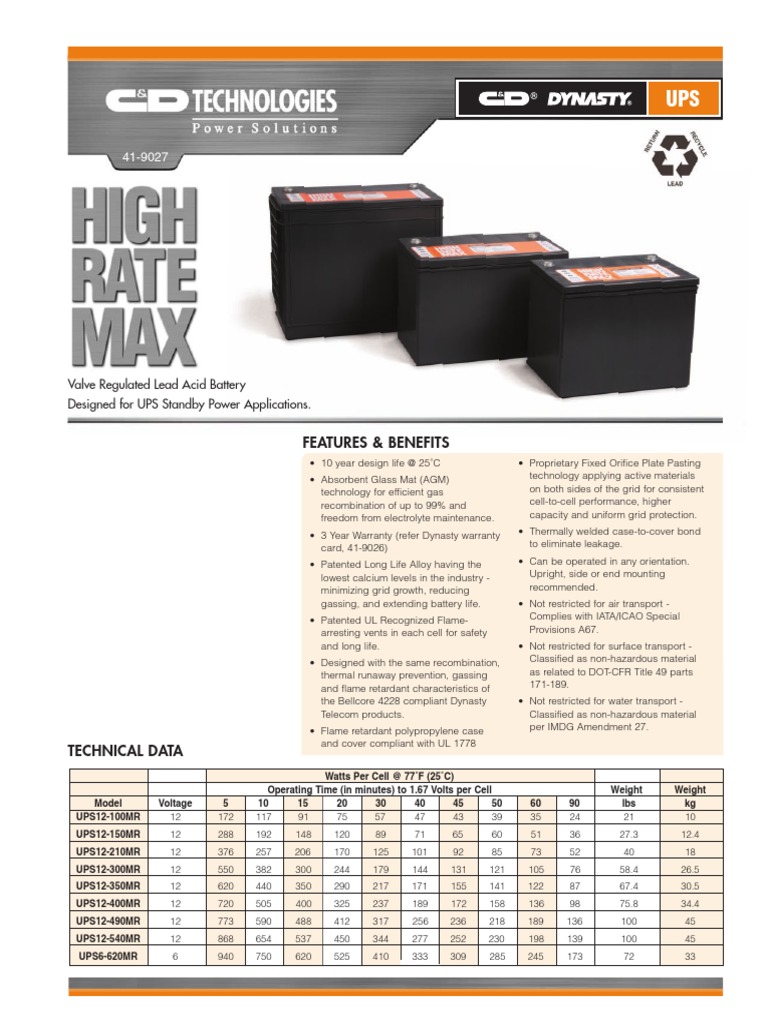 Bateria UPS High Rate Max PDF | PDF | Battery (Electricity) | Volt