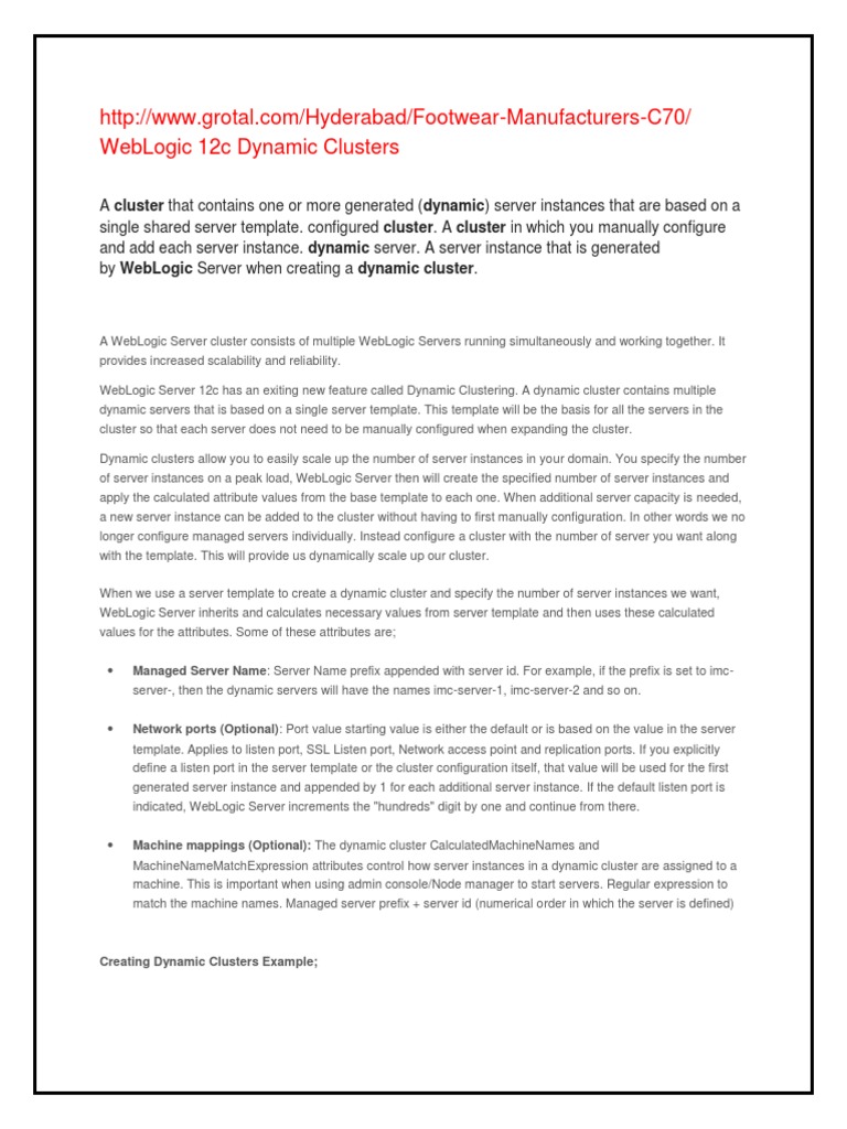 Weblogic 12c Dynamic Clusters Pdf Computer Cluster Port Computer Networking