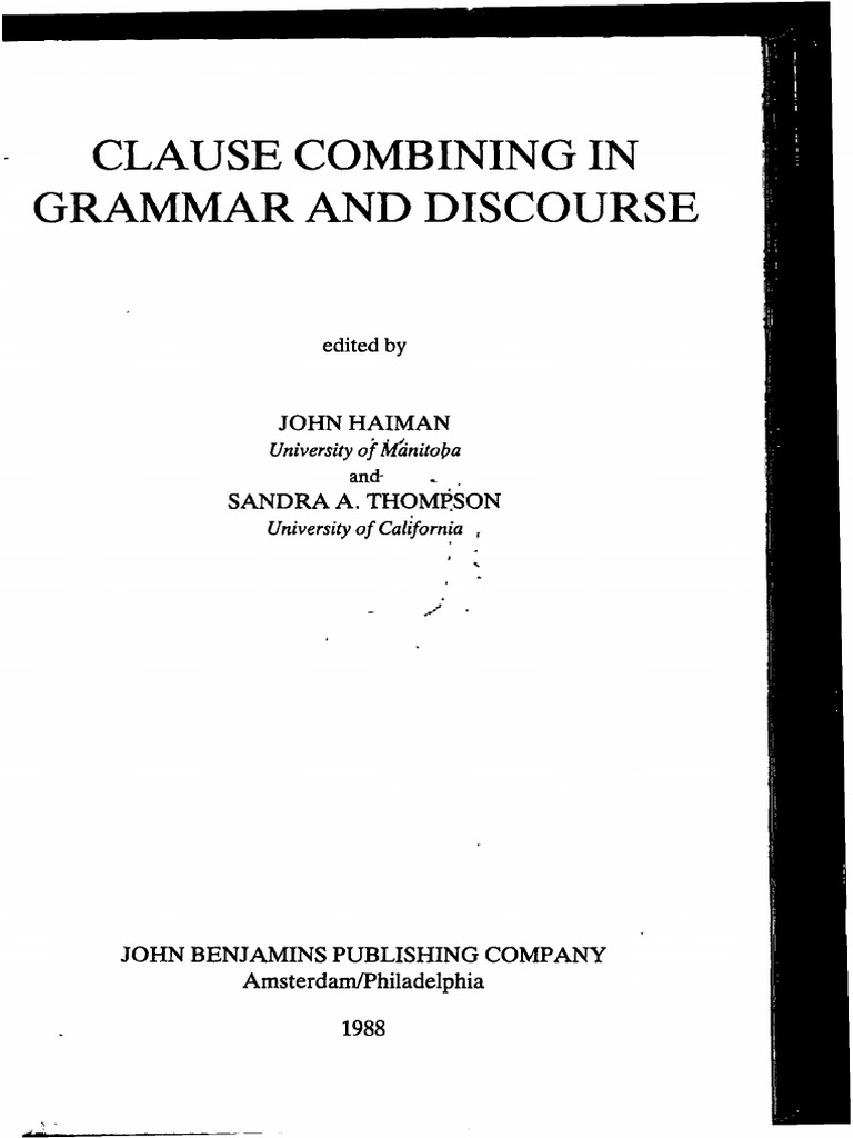 The Structure of Discourse and "Subordination" | PDF | Clause ...