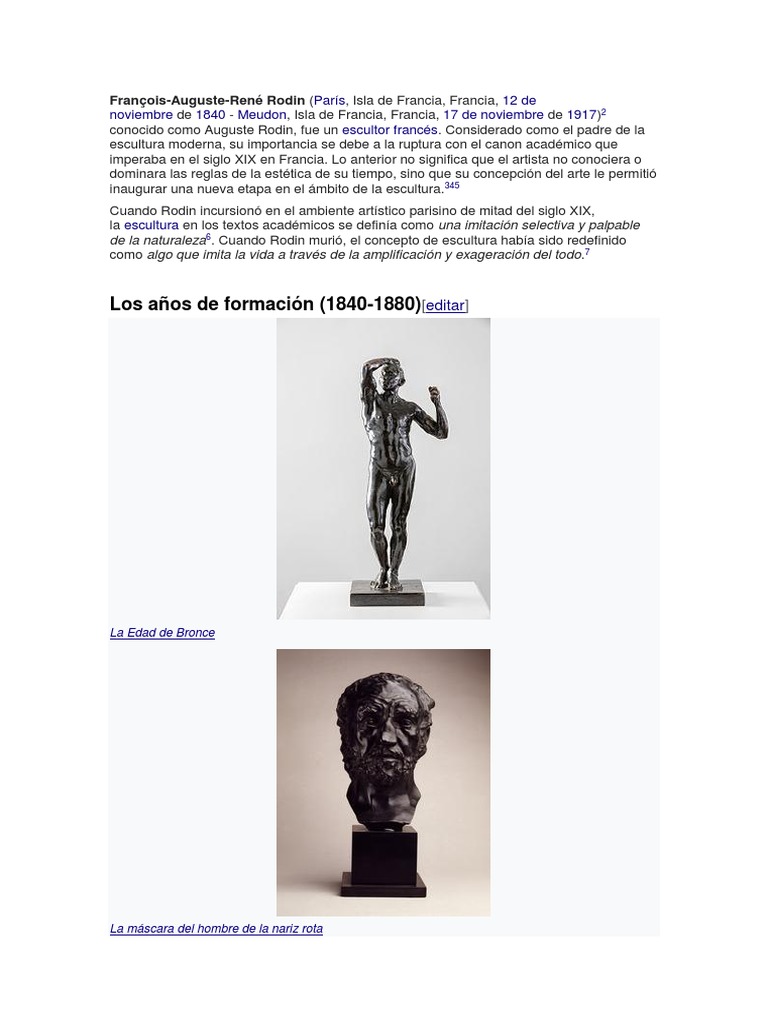 Biografía Rodin | PDF | Escultura | Artes (general)