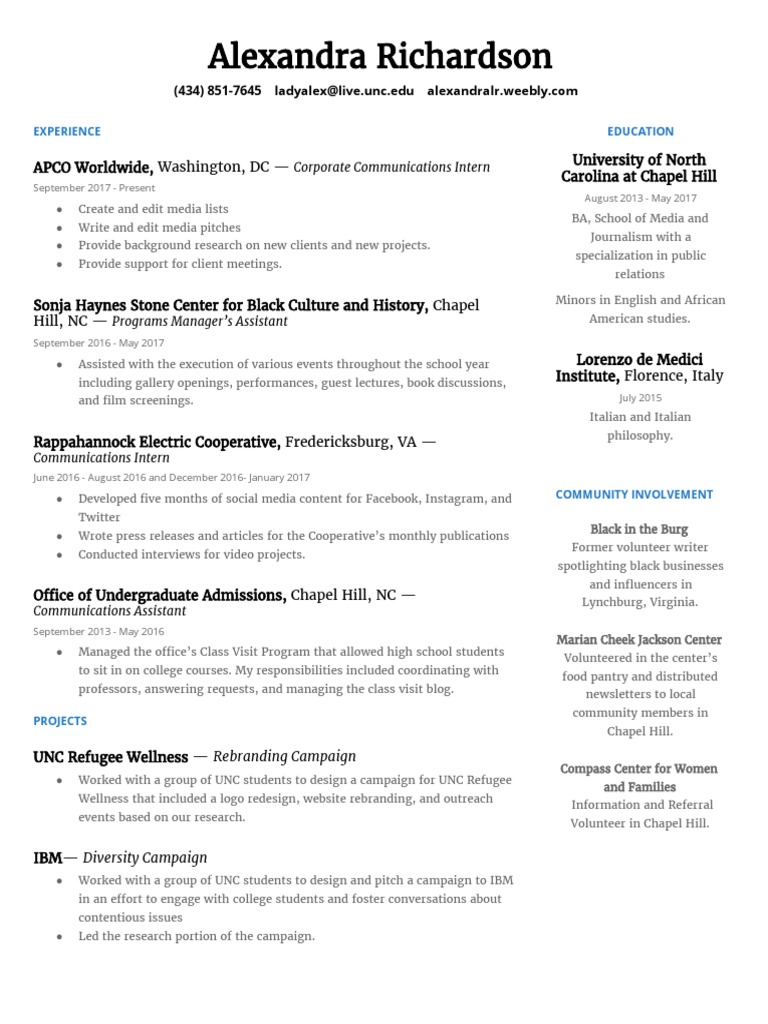 Alexandra Richardson Resume 2 | PDF