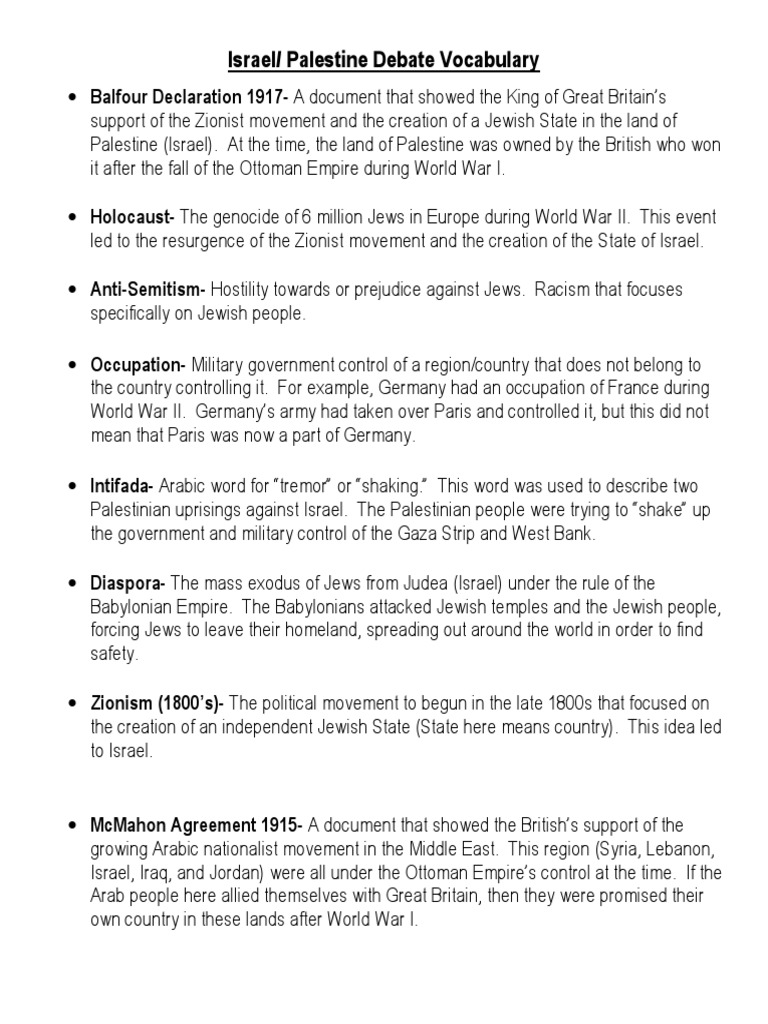 Vocab Answer Key | PDF | Palestine Liberation Organization | Israel