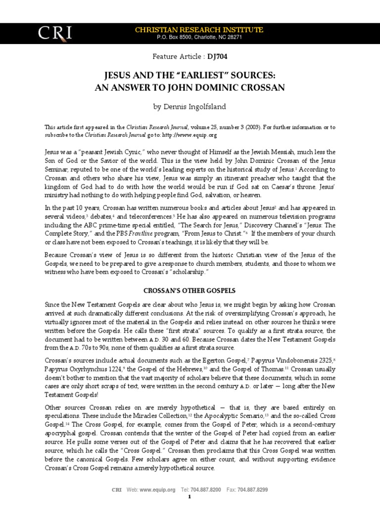 Jesus and The "Earliest" Sources | PDF | Gospels | Jesus