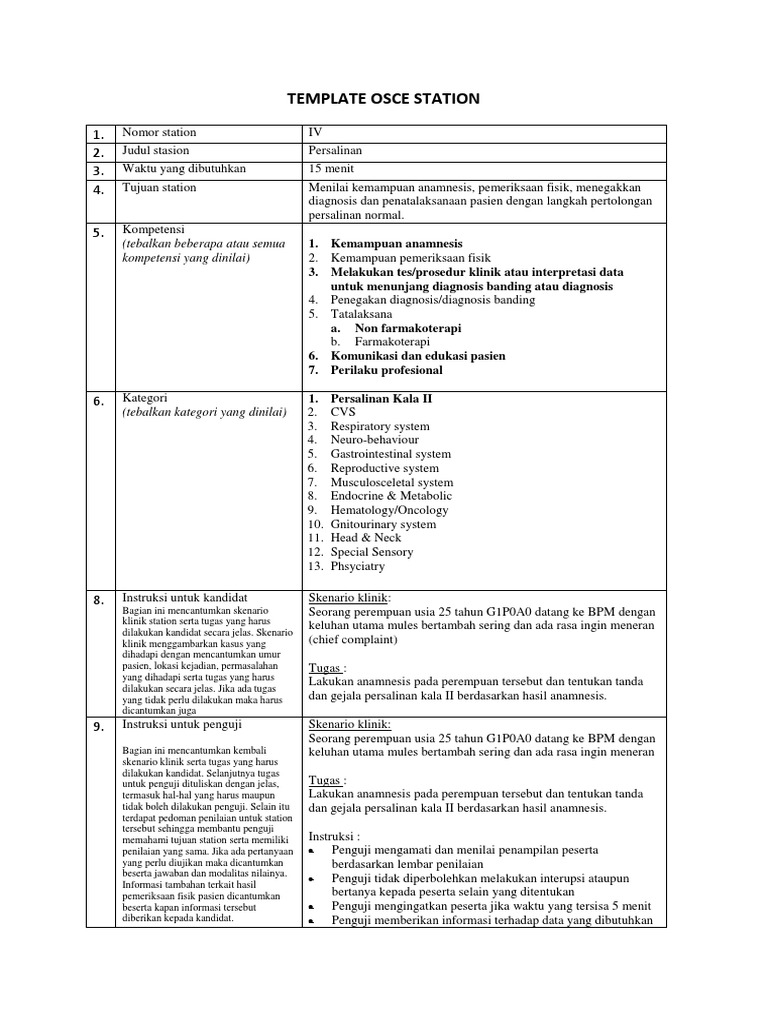 Template Osce Station Kelompok 4 | PDF