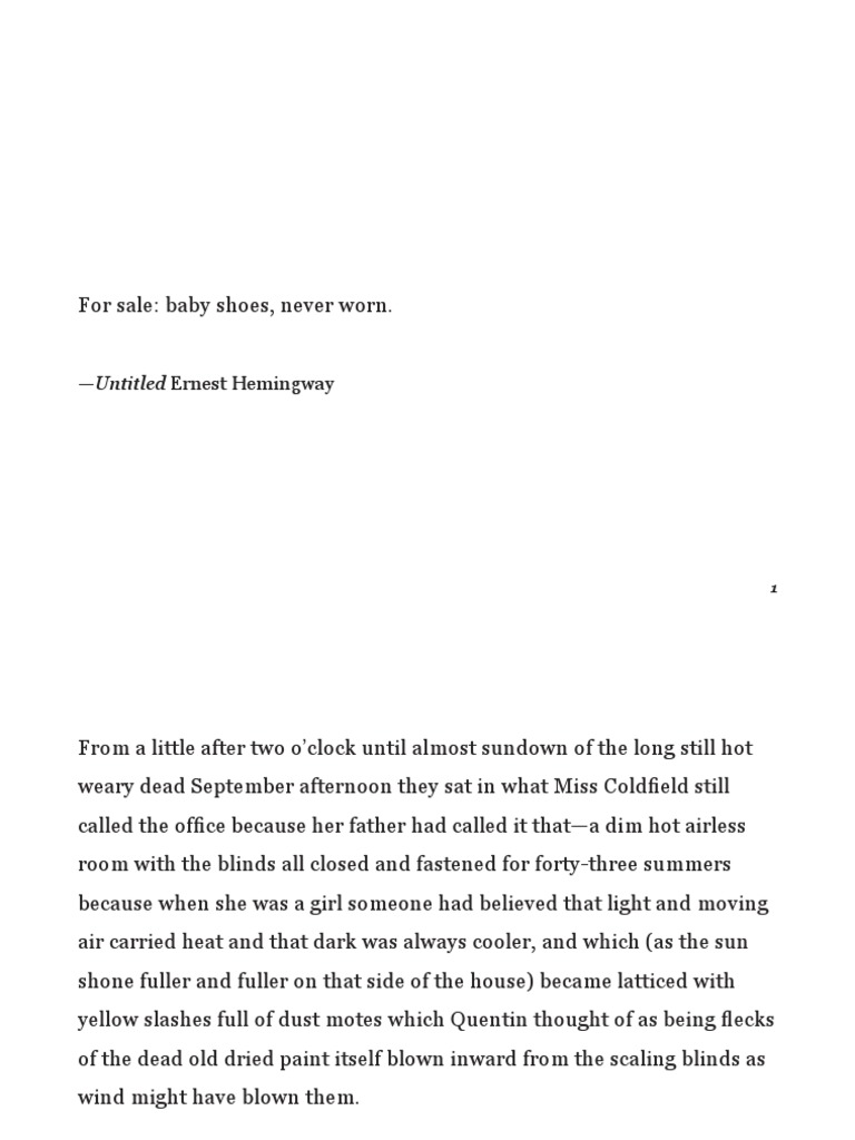 For Sale: Baby Shoes, Never Worn.: - Untitled Ernest Hemingway | PDF