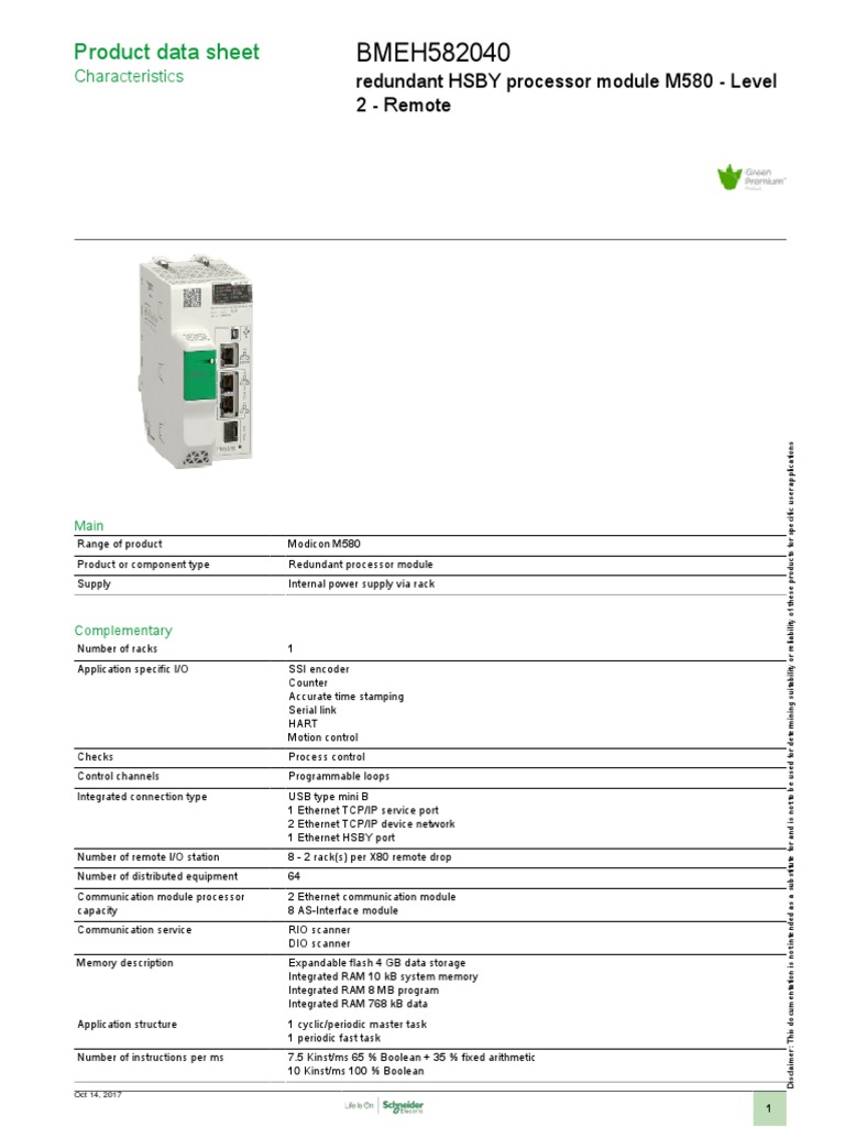 Modicon M580 - Epac Controller - BMEH582040 PDF | PDF | Central ... Modicon M580 - Epac Controller - BMEH582040 PDF | PDF | Central ...