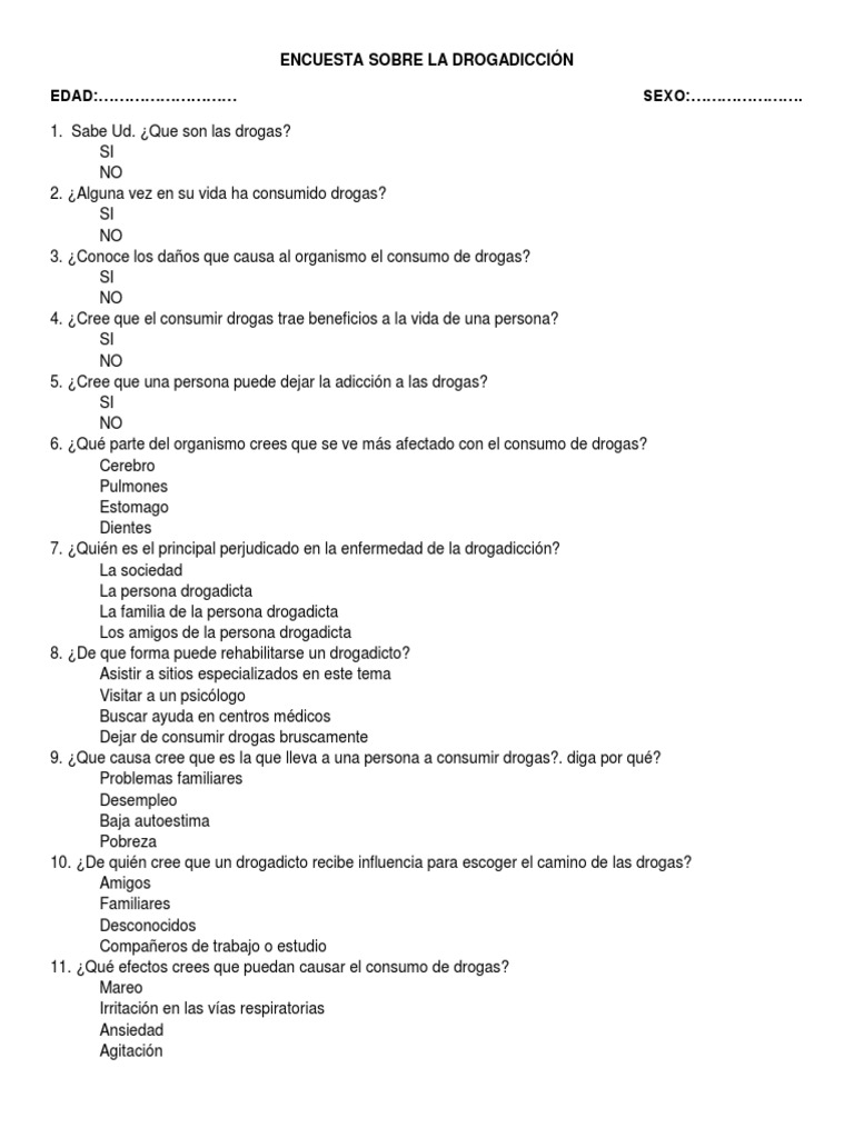 Encuesta Sobre La Drogadicción | PDF