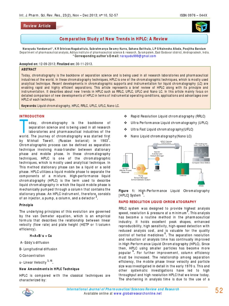 Comparative Study of New Trends in HPLC | PDF | High Performance Liquid ...