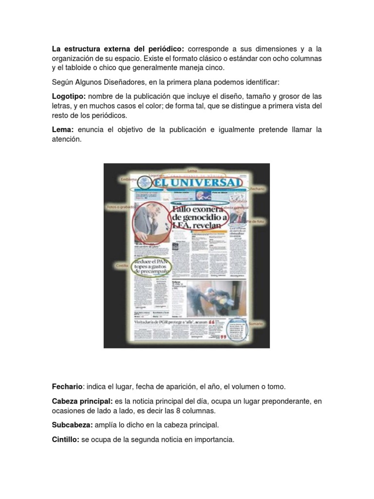 La Estructura Externa Del Periódico | PDF