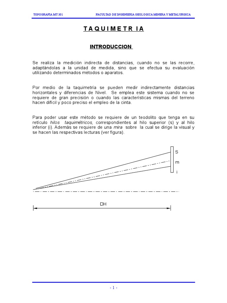 Taquimetría: Medición de Distancias en Topografía | PDF | Equipo ...