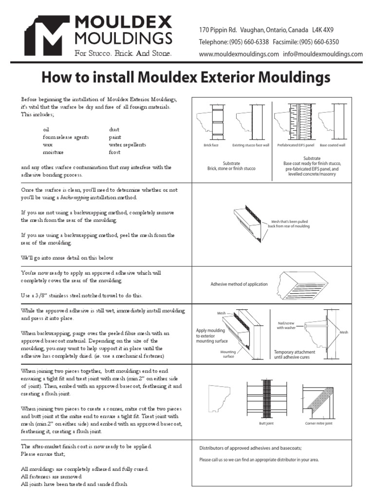 Mouldex Exterior Mouldings Install Guide | Adhesive | Building