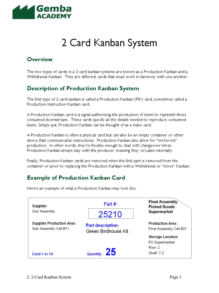 2a Kanban Card System PDF | PDF | Systems Engineering | Business