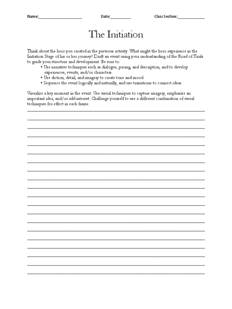 The Initiation - Writing Prompt | PDF