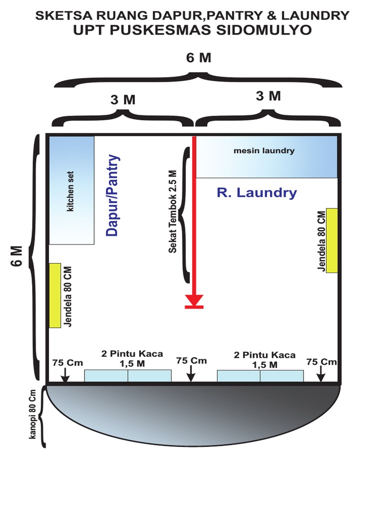 Upt Puskesmas Sidomulyo: Sketsa Ruang Dapur, Pantry & Laundry | PDF