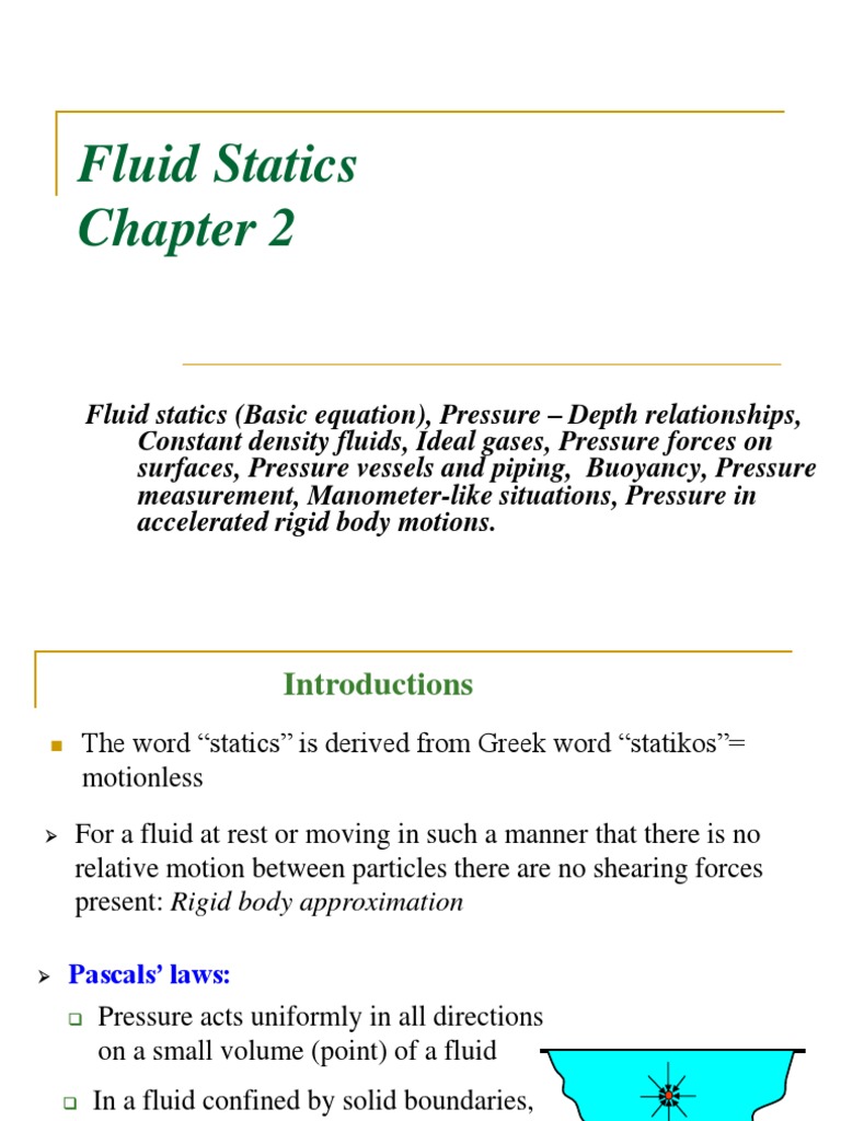 Chapter 2 - Fluid Statics | PDF | Buoyancy | Pressure