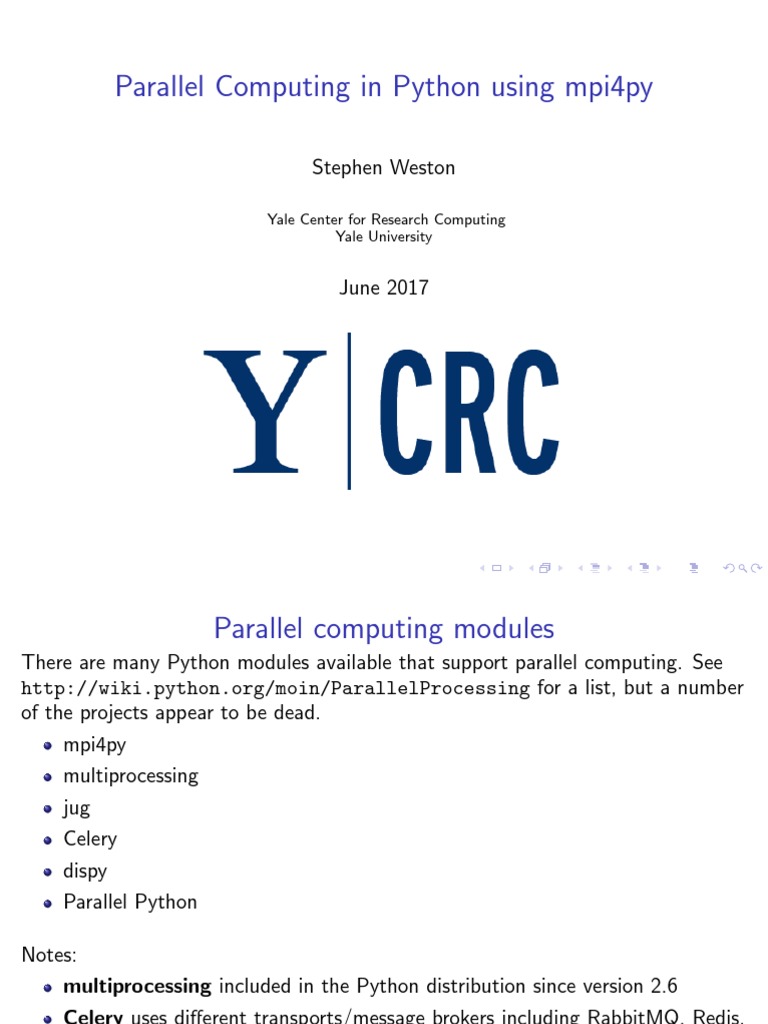 Parallel Computing In Python Using Mpi4py Stephen Weston Pdf 0472