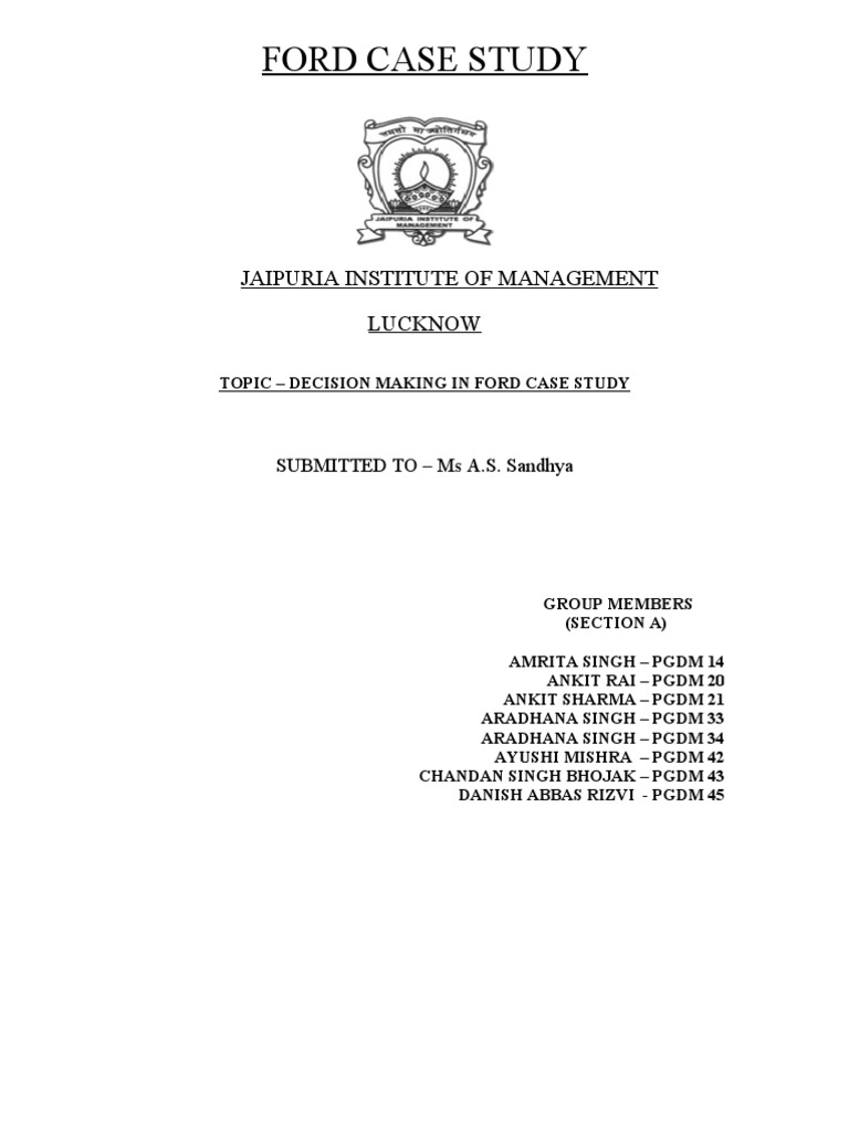 Ford Case Study | PDF | Ford Taurus | Vehicles
