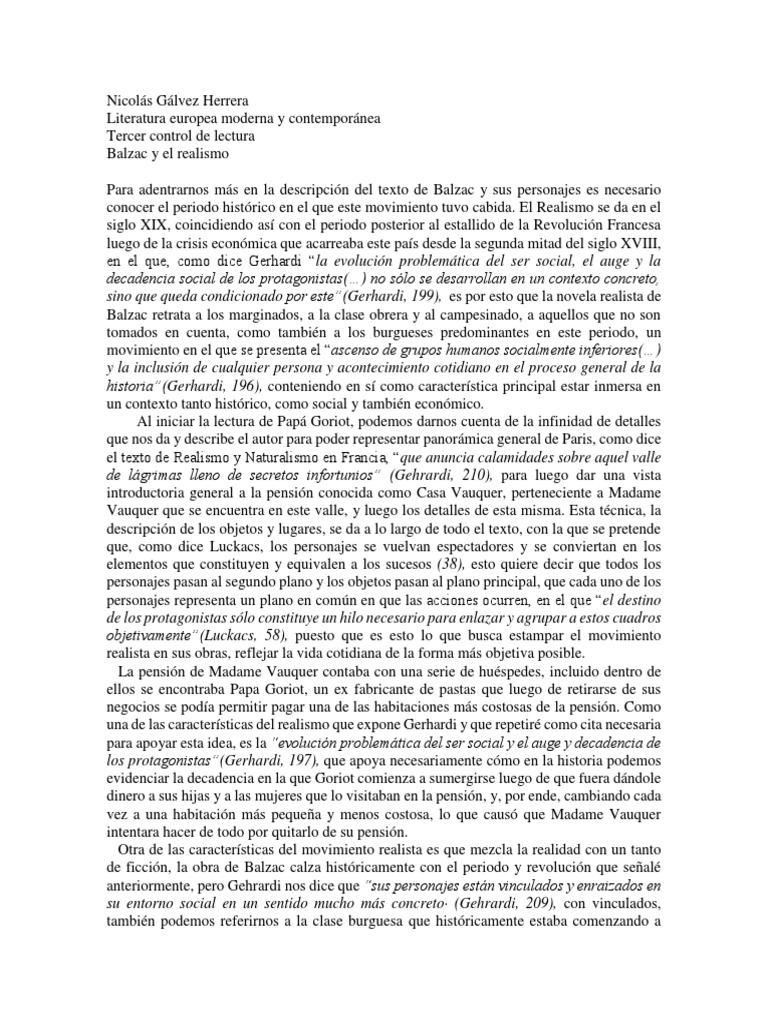 Balzac y El Realismo | PDF | Realismo literario | Honoré De Balzac