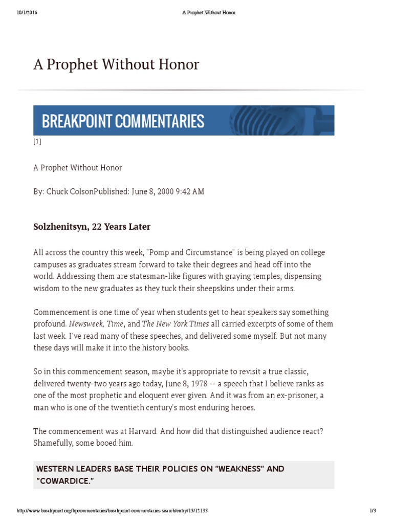 A Prophet Without Honor | PDF | Religion And Belief