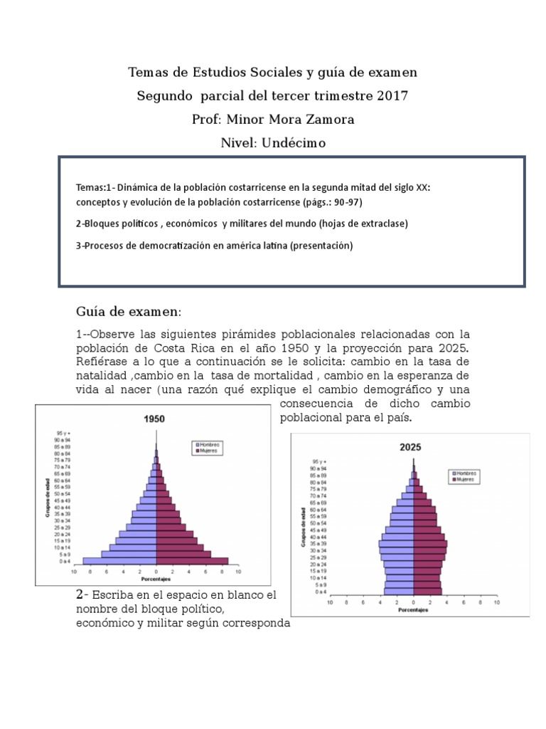 Guía de Examen: Estudios Sociales 11° | PDF | Costa Rica | Américas