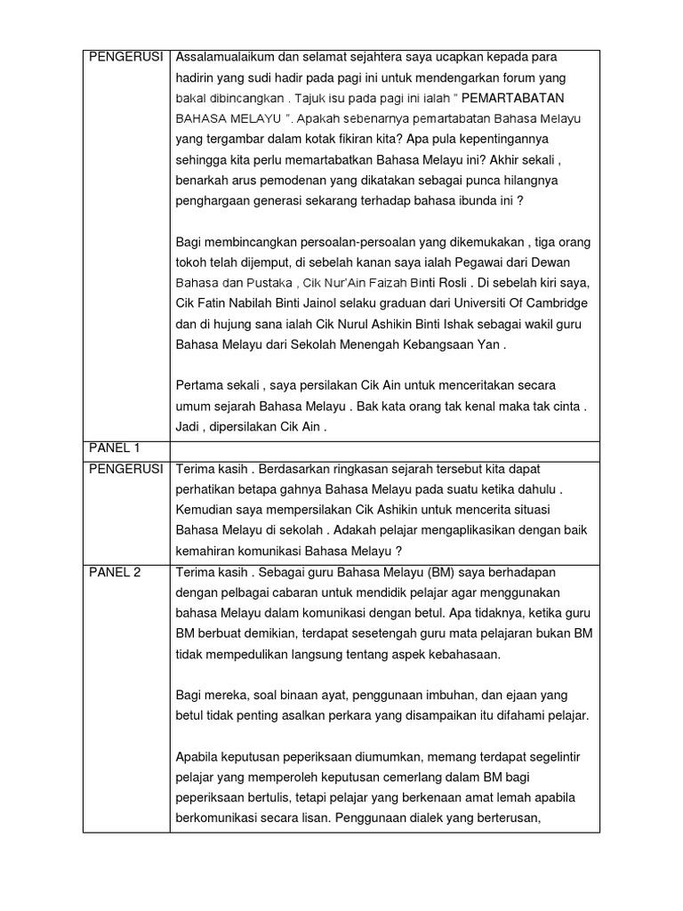 Forum Memartabatkan Bahasa Melayu | PDF