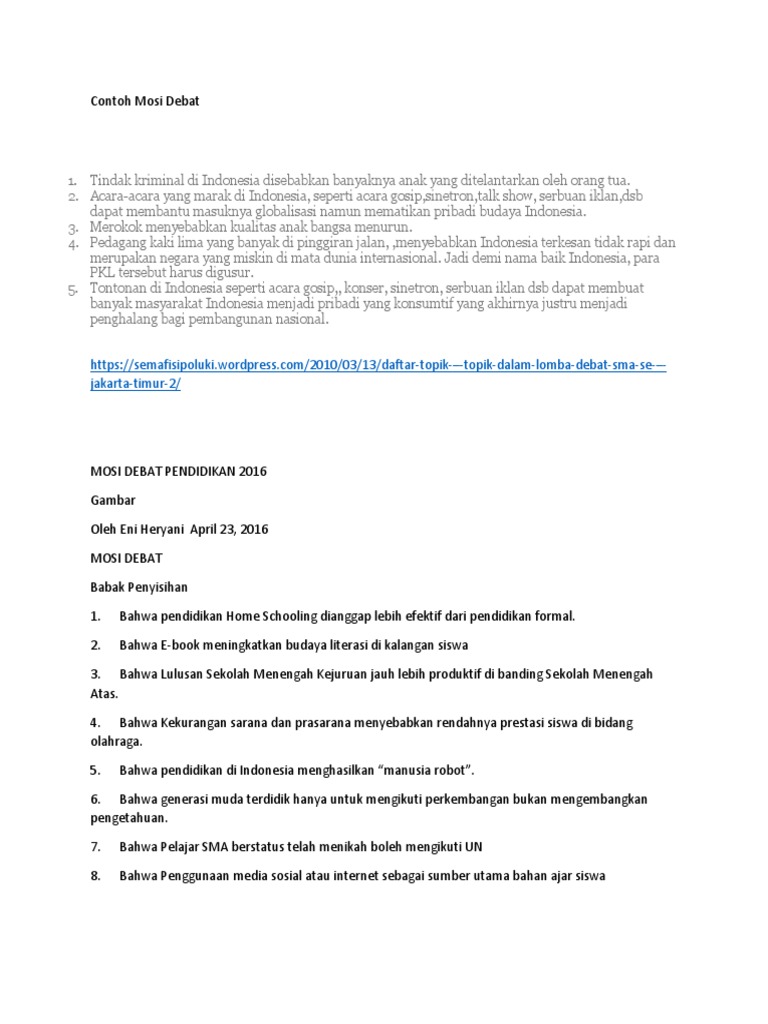 Contoh Mosi Debat | PDF
