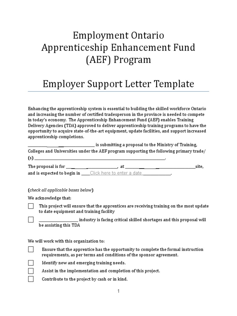 Aef CFP 2016 18 Employer Letter | PDF | Apprenticeship | Employment