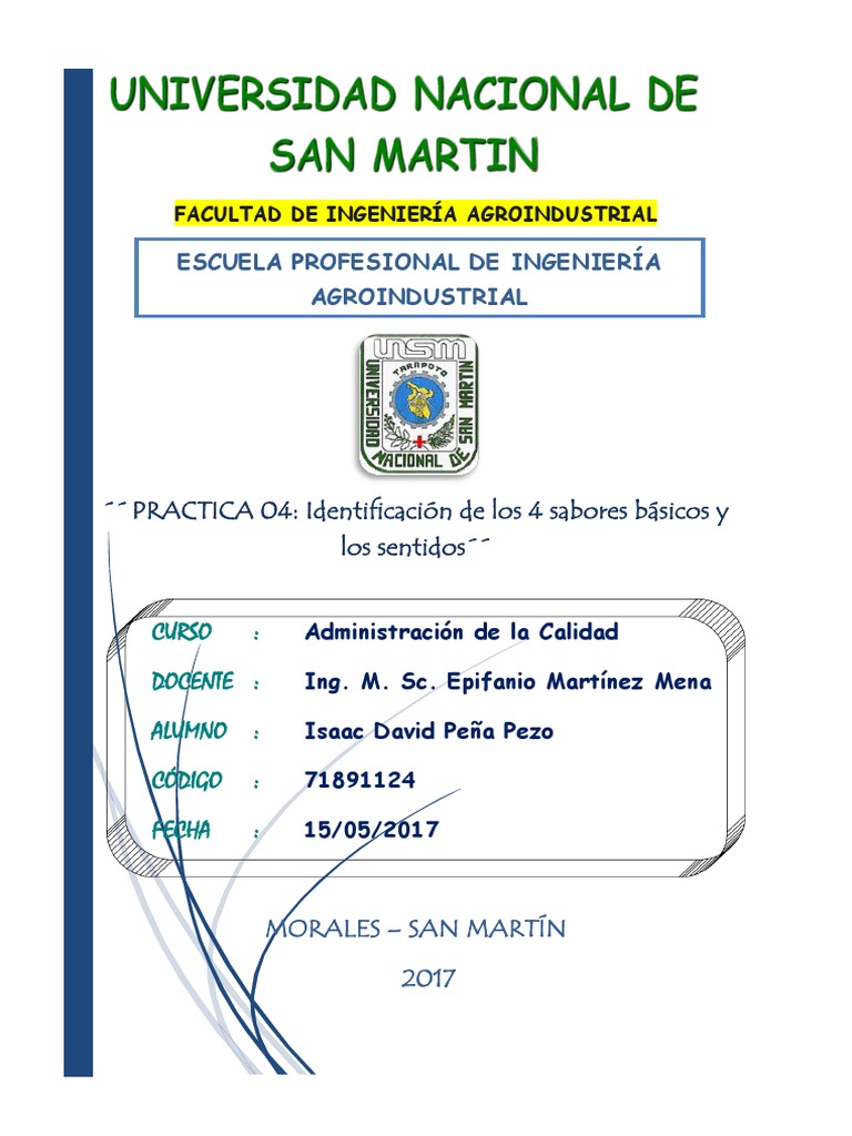 PRACTICA 4 - Identificacion de Los 4 Sabores Basicos y Los Sentidos ...