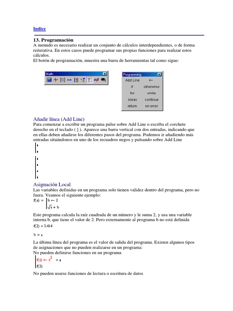Programacion Mathcad | Descargar gratis PDF | Raíz cuadrada | Función ...
