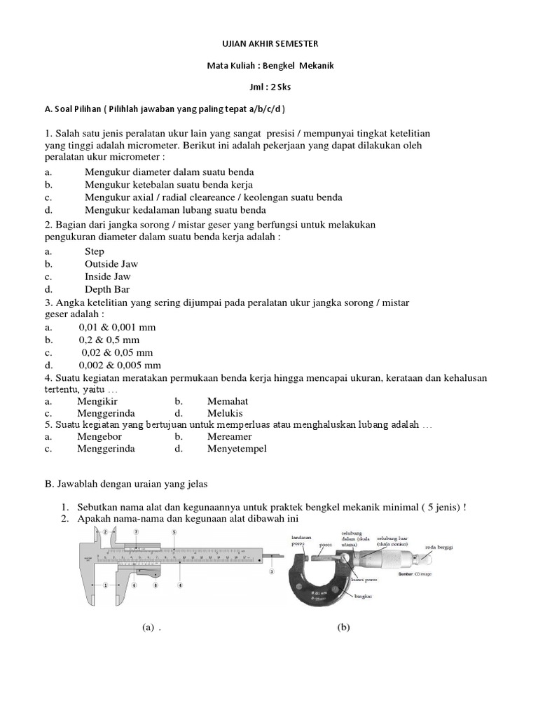 Soal Ujian Bengkel Mekanik | PDF